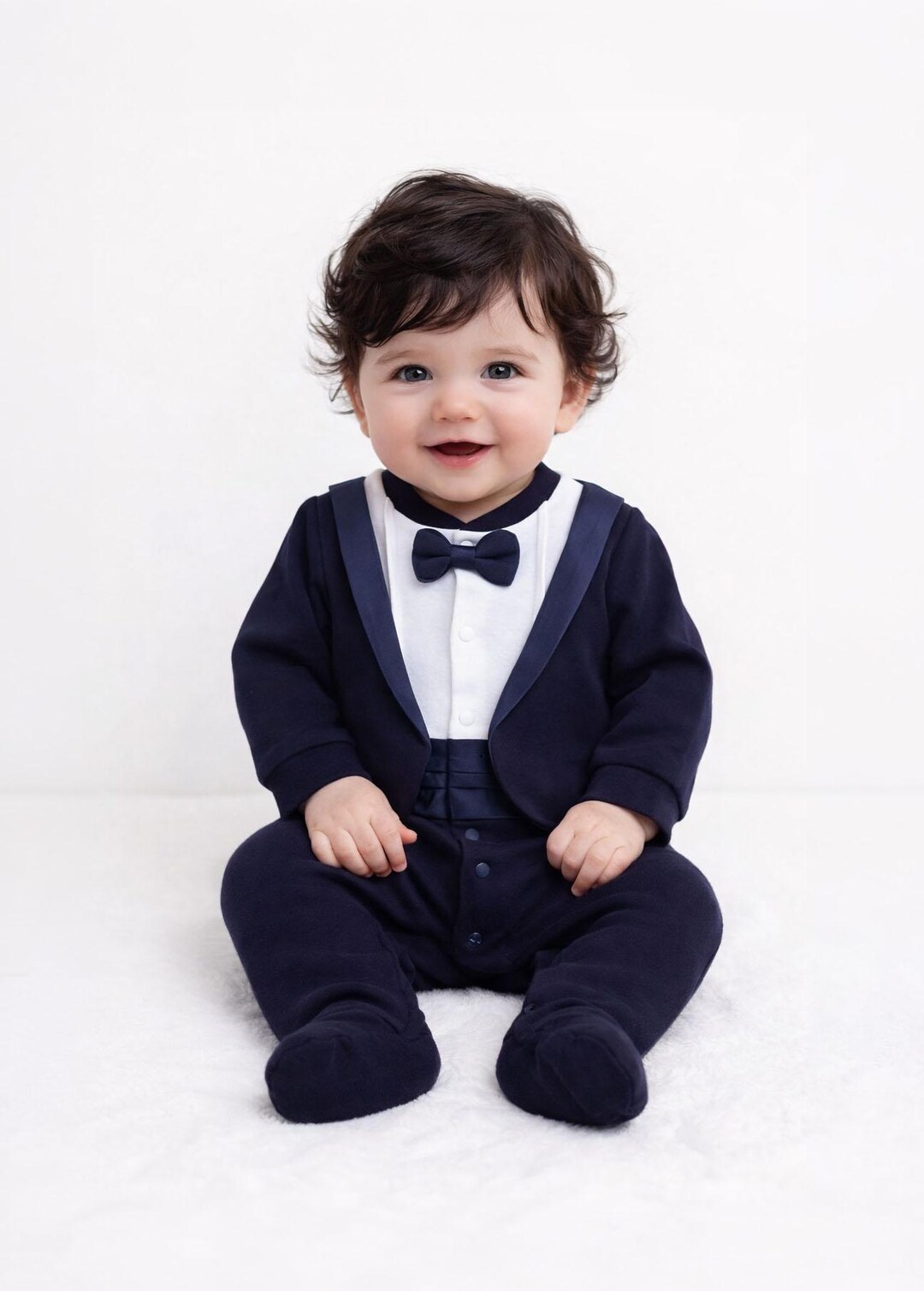 Baby Boy Tuxedo Romper, Formal Newborn Set, Bow Tie Baby Suit, Kids ...