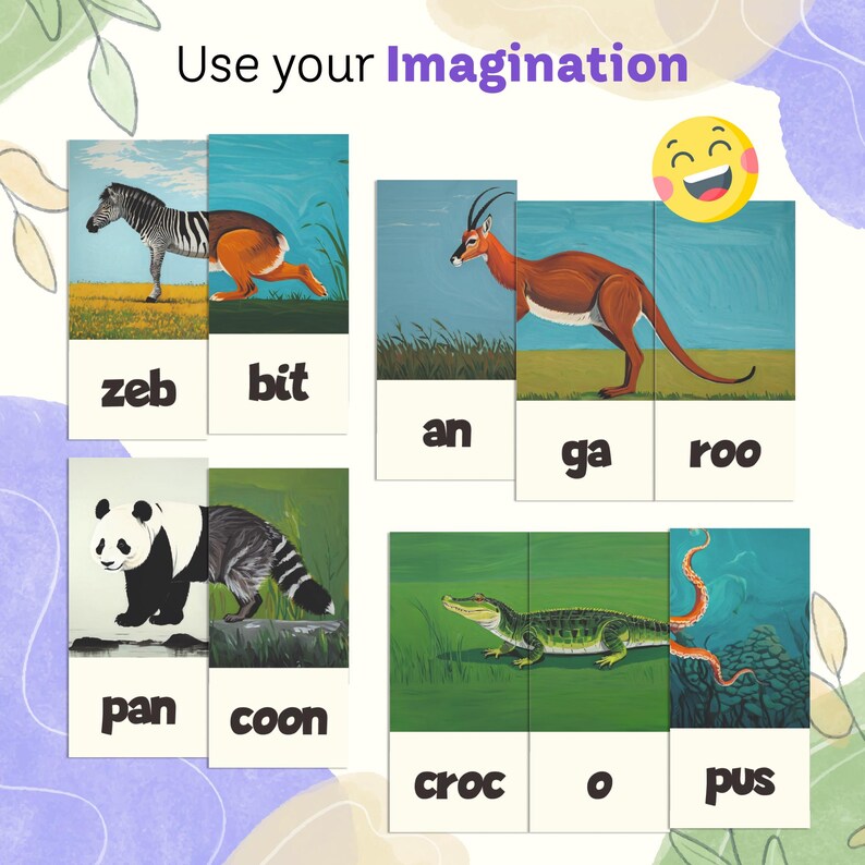 Montessori Animal Syllables Game: Phonics Learning Cards (digital ...