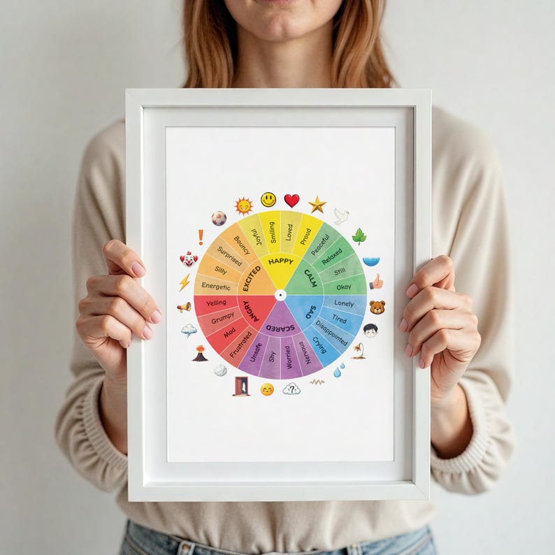 Feelings Wheel for Kids Printable Poster for Emotional Learning, SEL ...