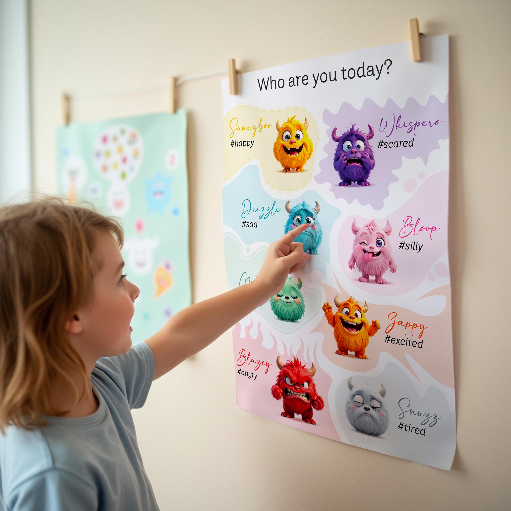 Printable Emotions Chart for Kids – Cute Monster Feelings Poster ...