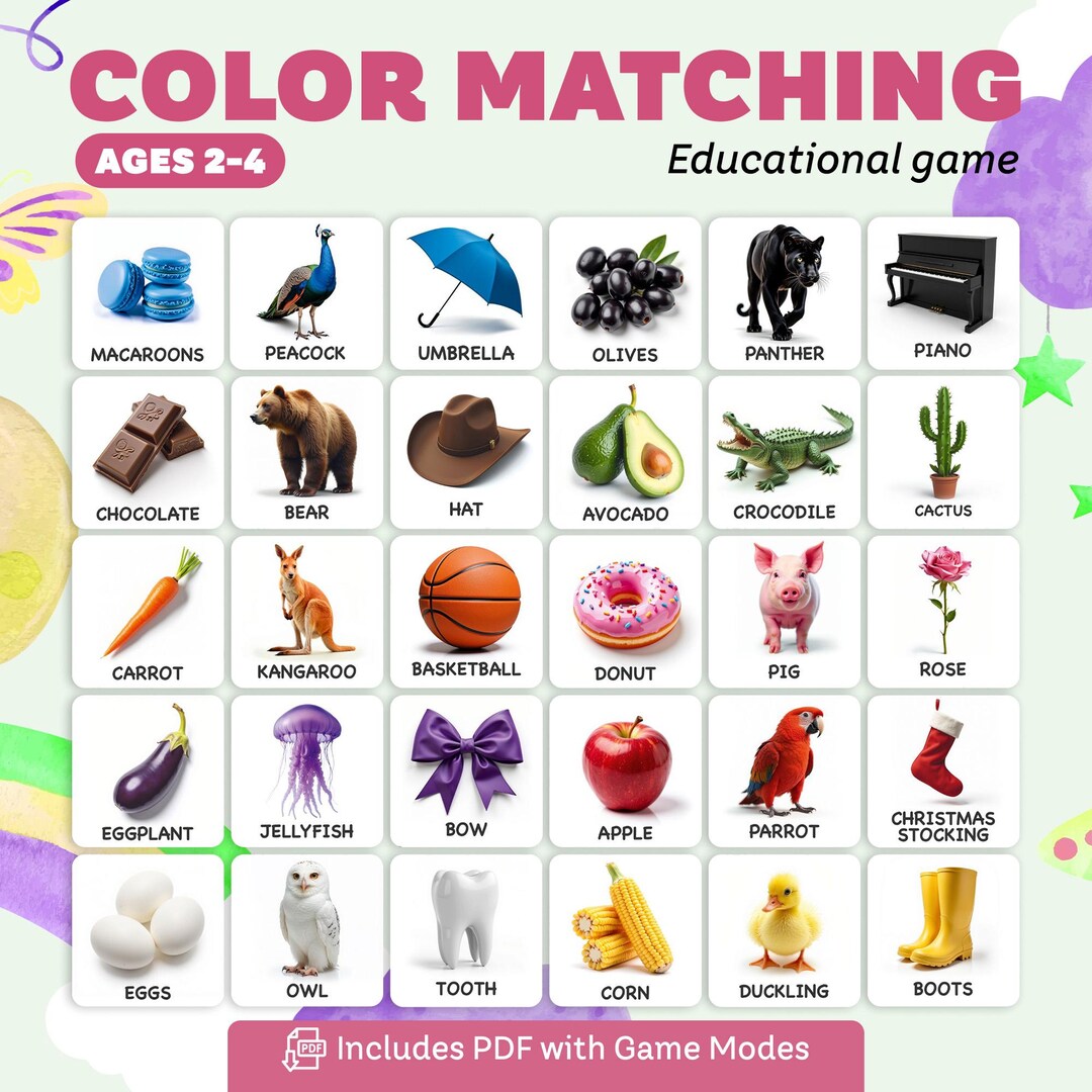 Printable Color Matching Game for Toddlers – Educational Color ...