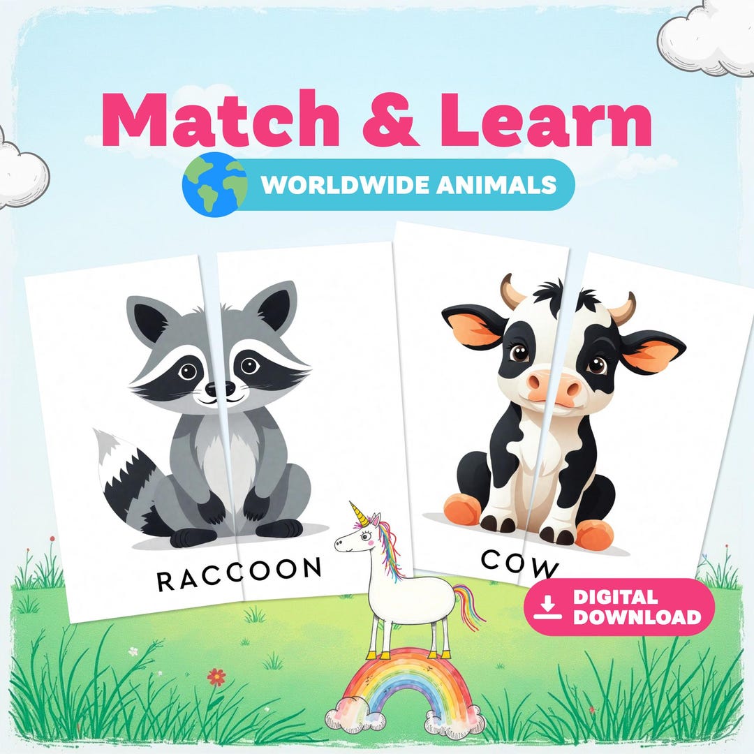 Printable Animal Matching Game: Montessori Educational Cards (PDF) - Etsy