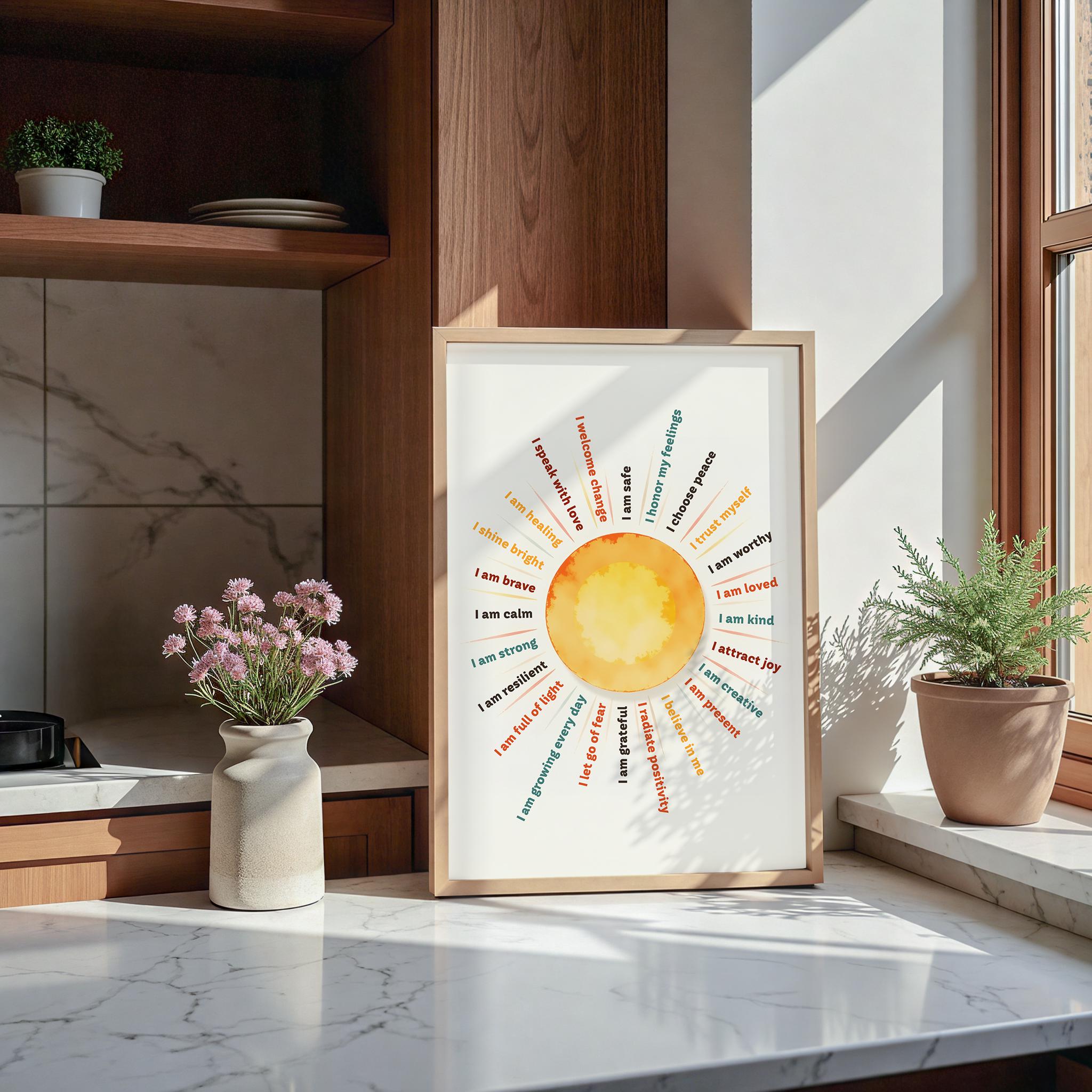 Sun Affirmations Printable Wall Art | Positive Quote Poster for Kids ...