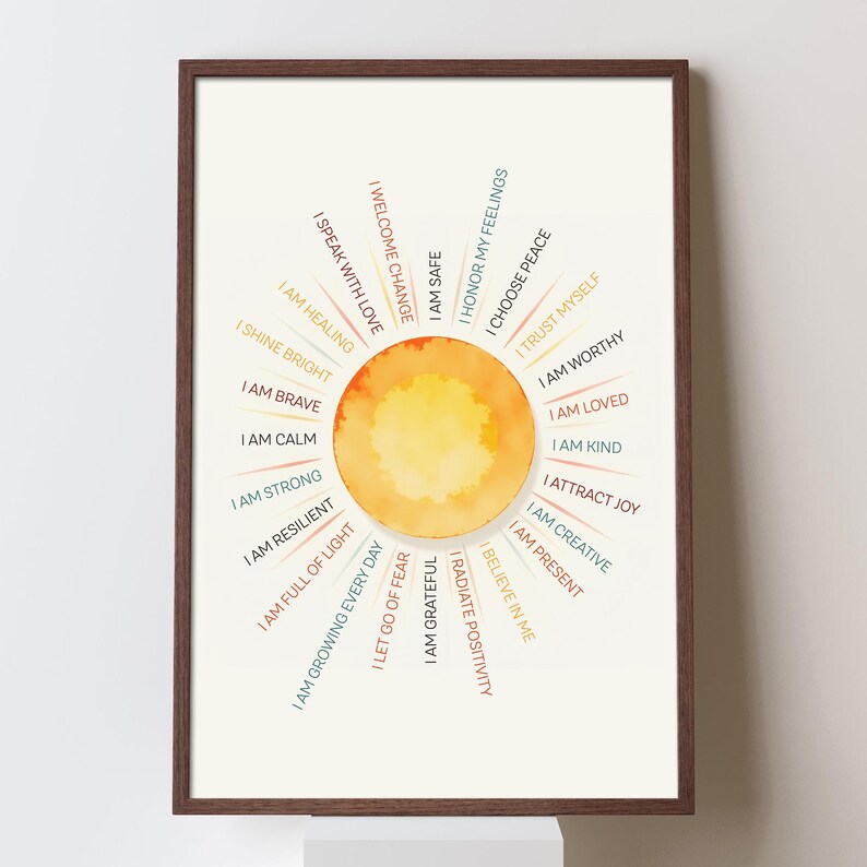 Sun Affirmations Printable Wall Art | Positive Quote Poster for Kids ...