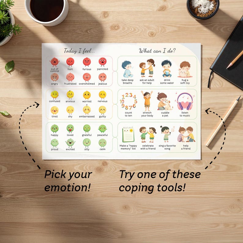 Feelings Chart for Kids – Printable Emotions Poster, Emotional Check-in ...