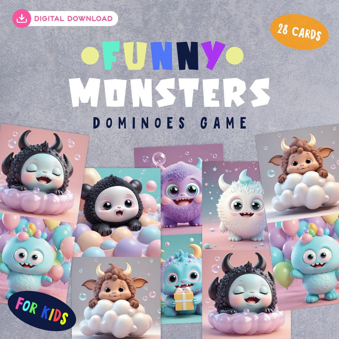 Monster Domino Game for Kids – Printable Preschool Classroom Activity ...