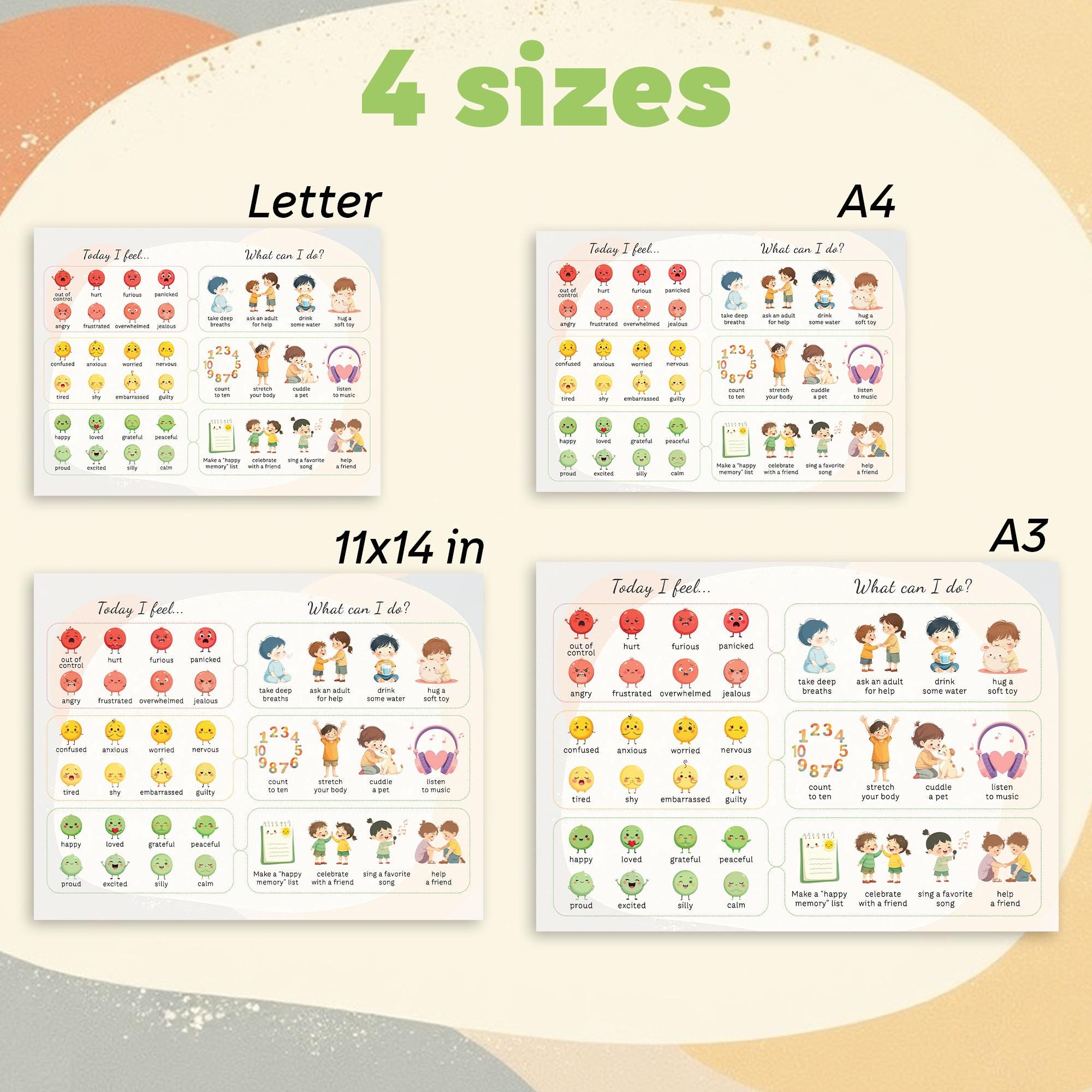 Feelings Chart for Kids – Printable Emotions Poster, Emotional Check-in ...