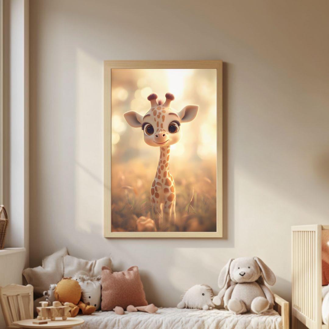 Adorable Baby Giraffe Poster for Kids Room Nursery Wall Decor Jungle ...
