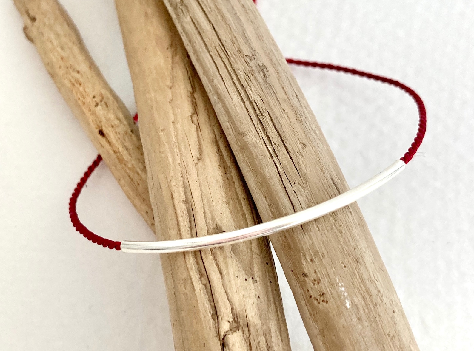 Red Thread Bracelet With Sterling Silver Tube - Adjustable - Etsy