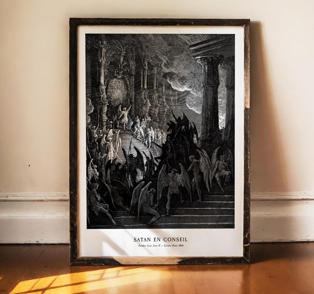 Gustave Dore Print, Satan in Council, Paradise Lost, Fallen Angels ...