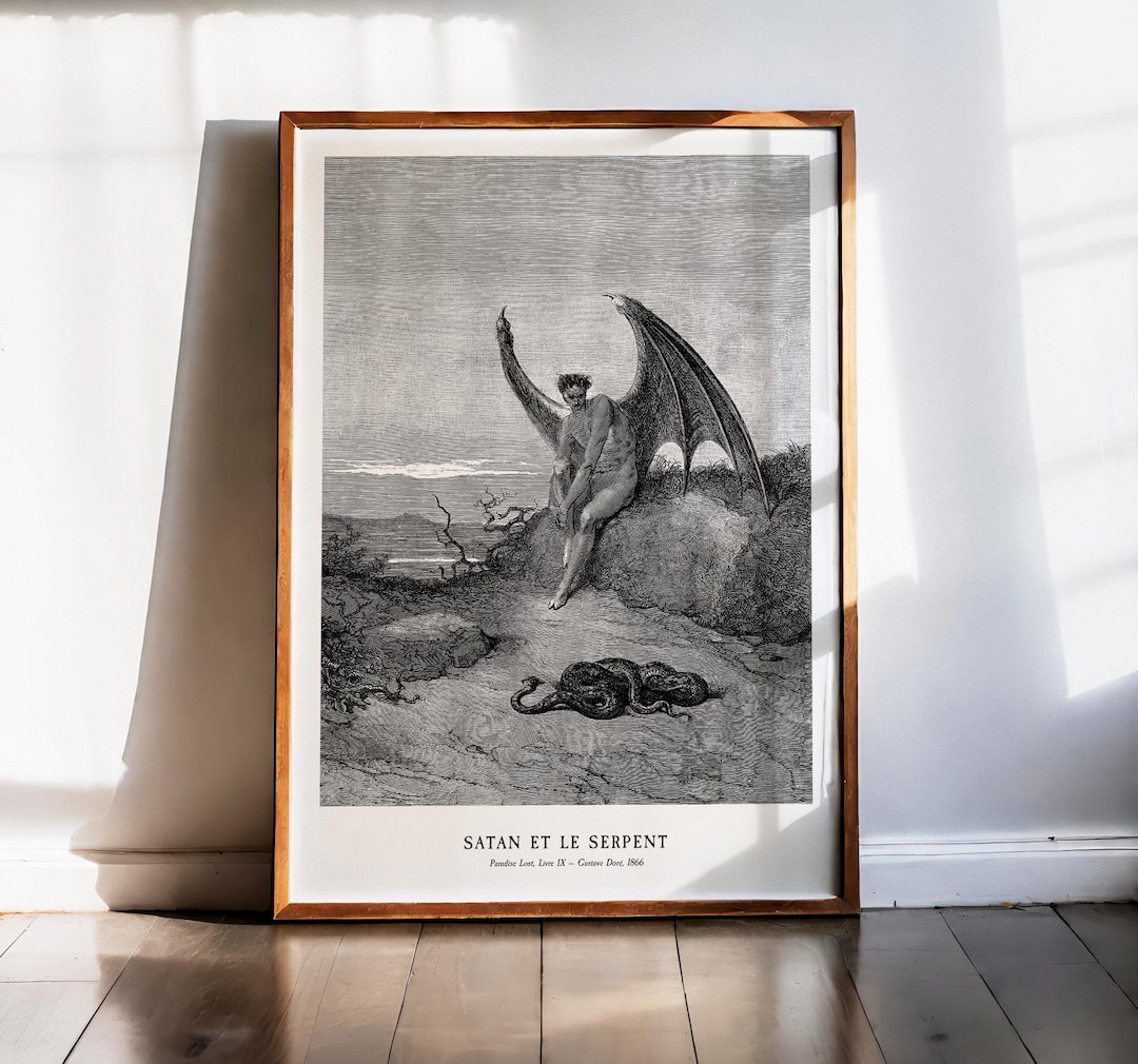 Gustave Dore Print, Satan and the Serpent, Paradise Lost, Snake Art ...