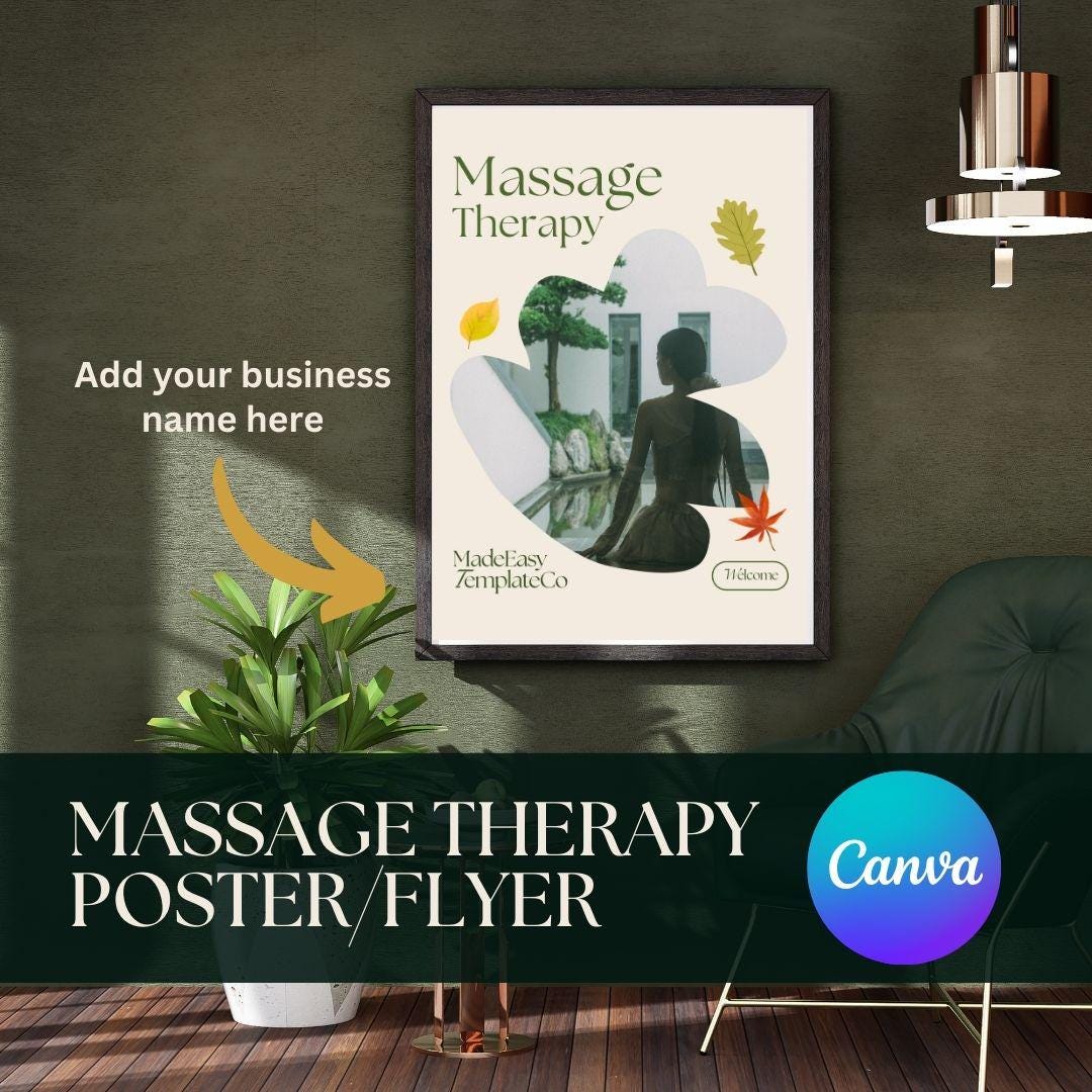 Massage Therapy A4 Poster Flyer Editable Canva Template | Massage ...