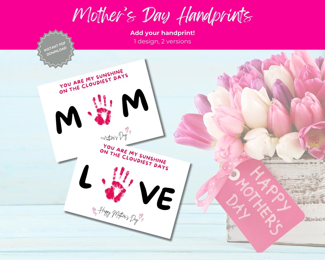 Mother Day Handprint | Handprint Art | Mothers Day Craft | Unique Gift for Mom | First Time Mom ...