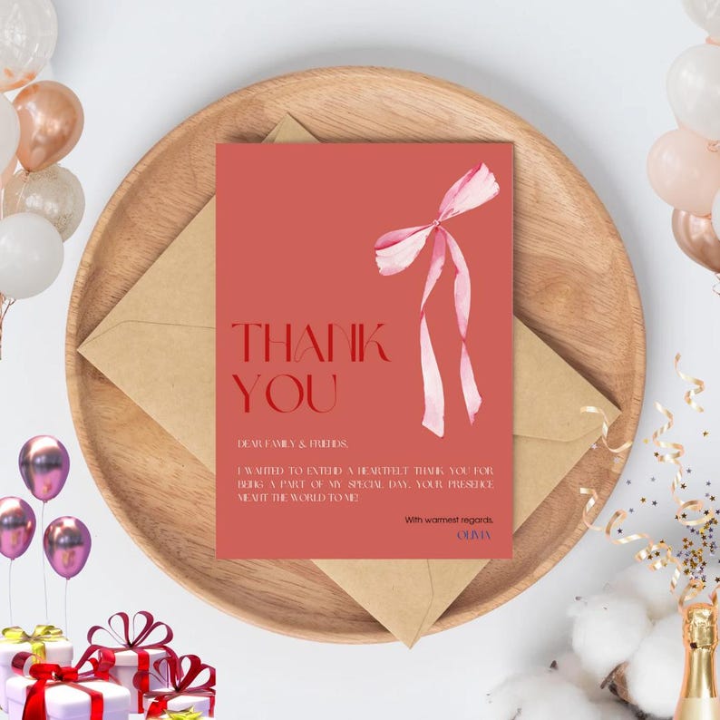 Pink Bow Birthday Invitation, Minimalist Lace Invites, Conquette Bow ...