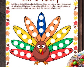 Roll a Turkey Thanksgiving Game: Fun Dice Activity (printable Instant ...