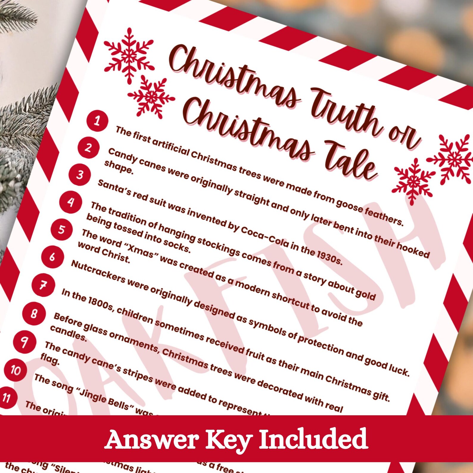 Christmas Truth or Tale Game | Holiday Fact or Fiction Printable ...
