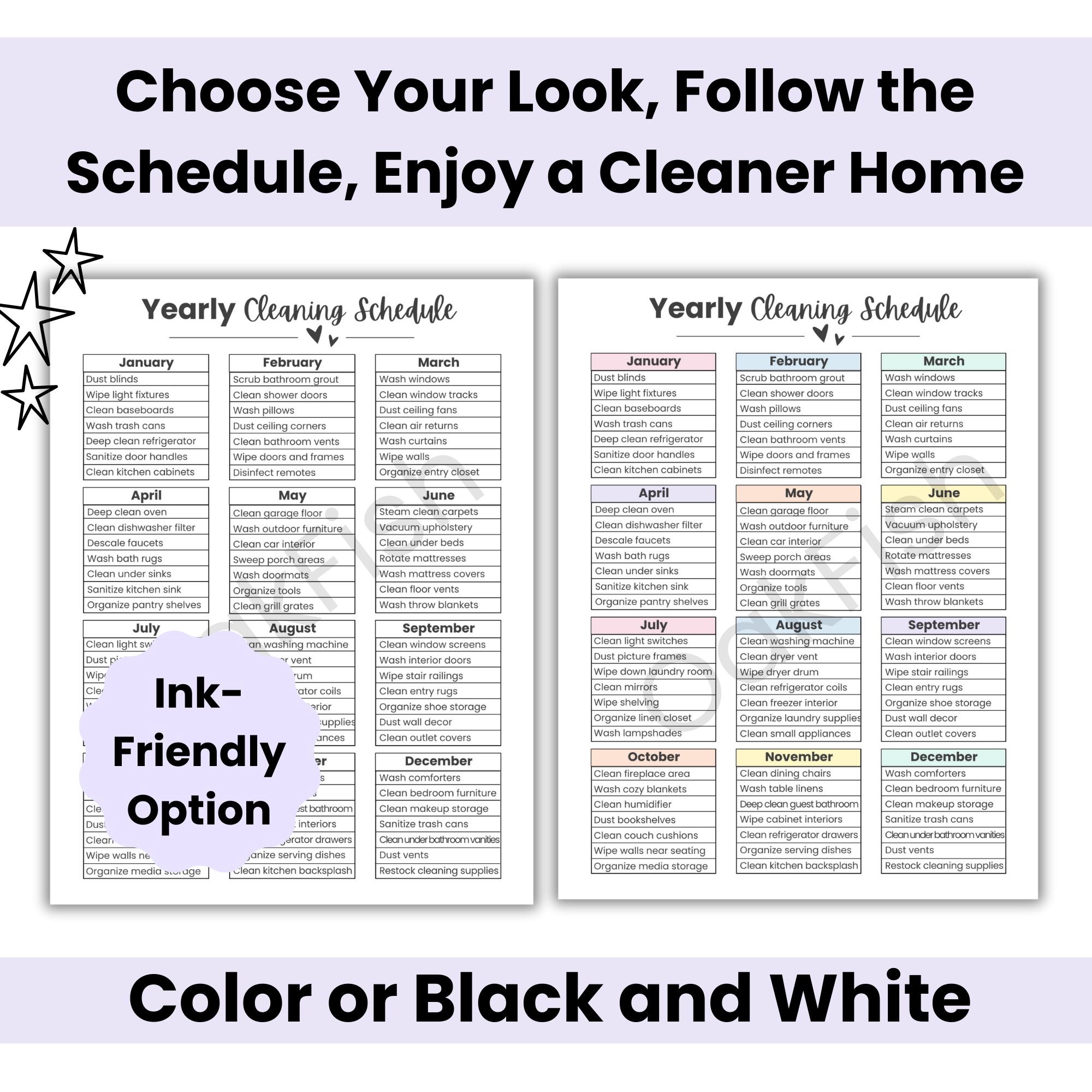 Daily Weekly Monthly Yearly Cleaning Schedule | Essential Home Cleaning ...