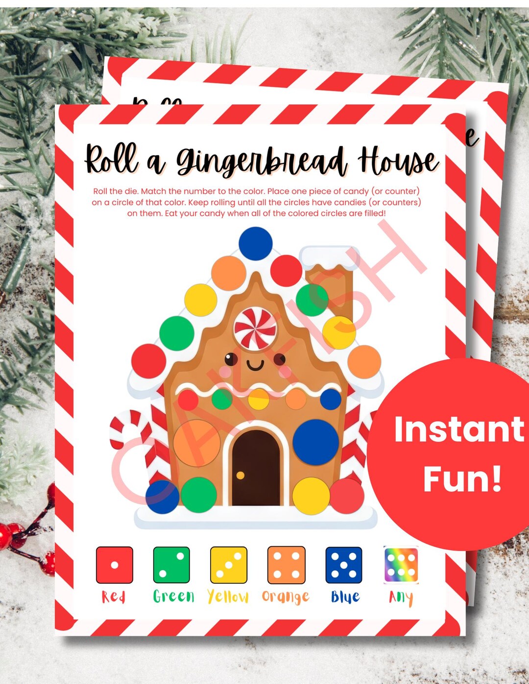 Roll a Gingerbread House Dice Game - Instant Download - Bonus Page ...