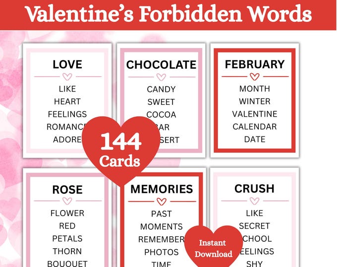 Valentine's Taboo | Printable Taboo Cards | Valentine's Games ...