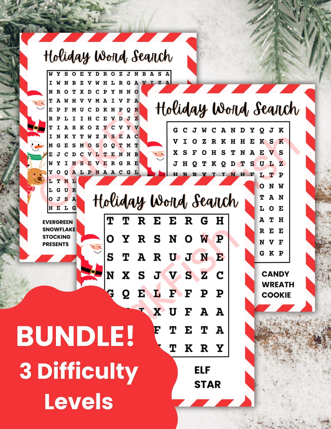 Christmas Word Search Bundle - 3 Difficulty Levels - Classroom Holiday ...