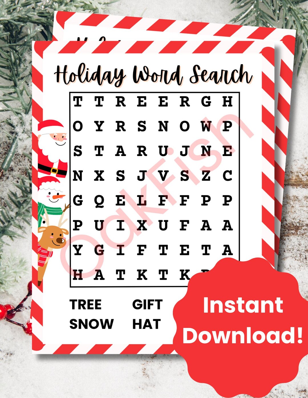 Easy Holiday Word Search for Preschool & Early Elementary - Christmas ...