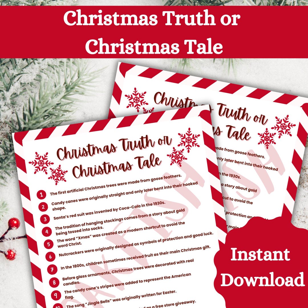 Christmas Truth or Tale Game | Holiday Fact or Fiction Printable ...