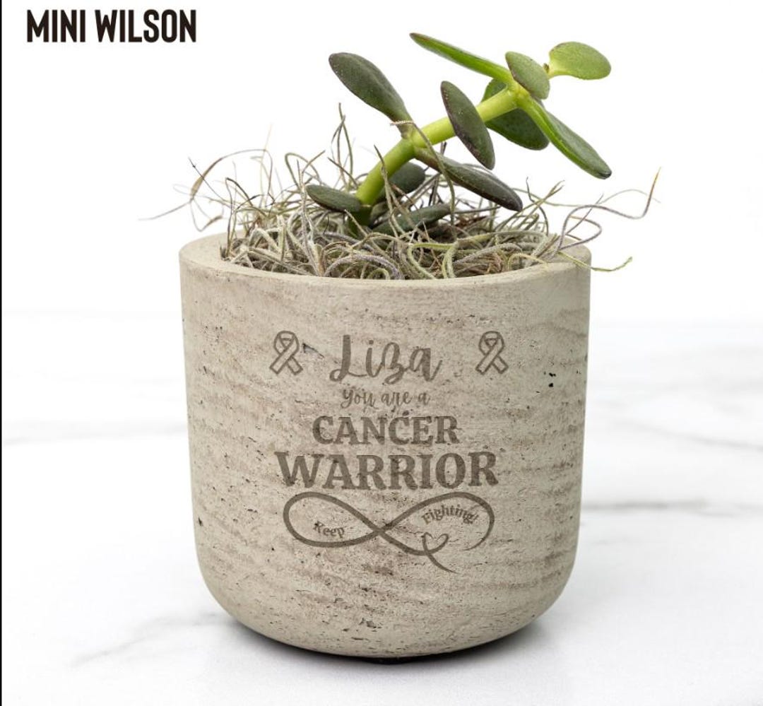 Personalized Cancer Warrior Mini Desk Plant Pot, Inspirational Gift - Etsy