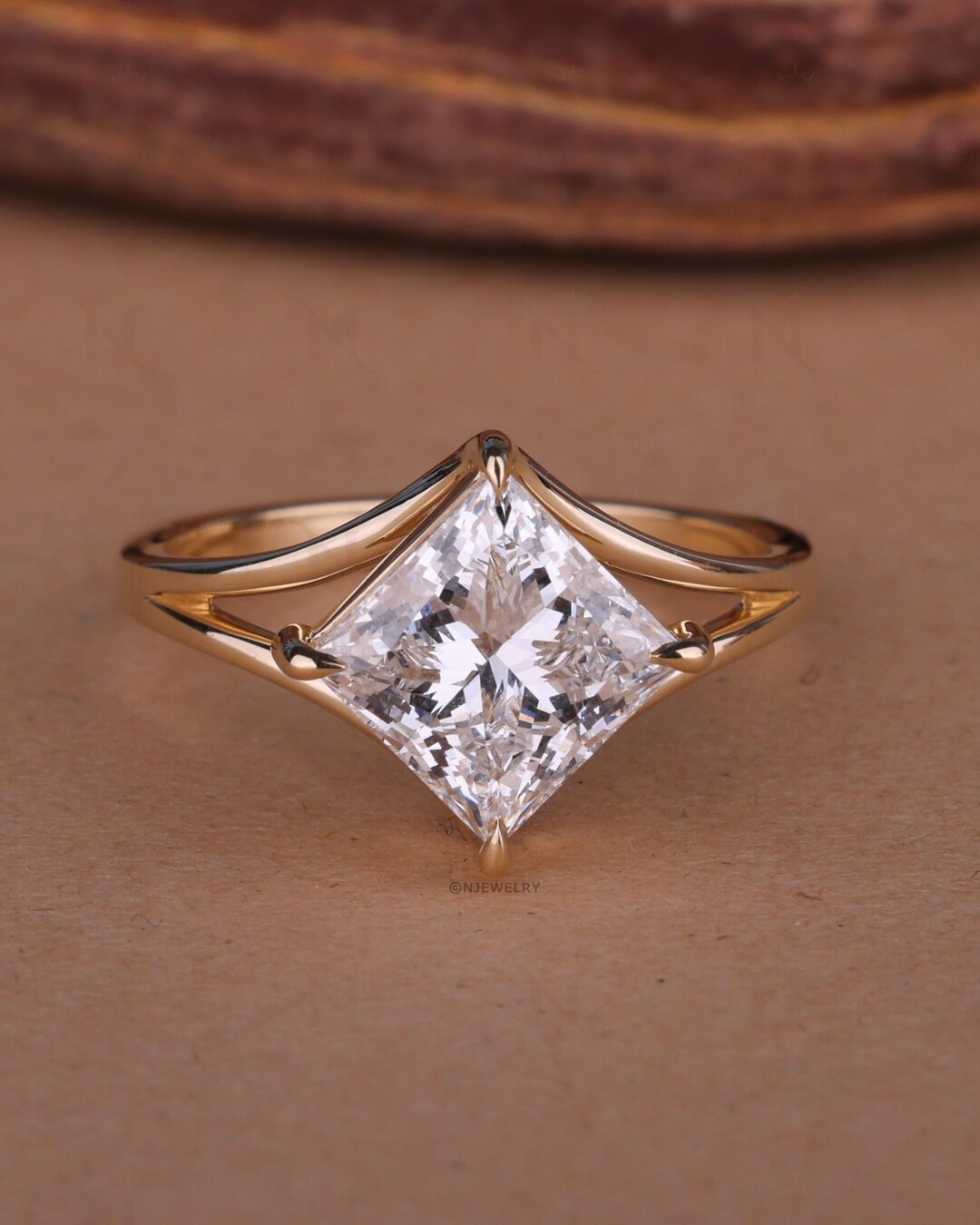 East West 2.50 CT Princess Cut Lab Grown Diamond Ring, Princess Split ...