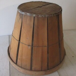 Vintage Wooden Slats and Metal Bushel Basket Harvest Basket Tall 1956 ...