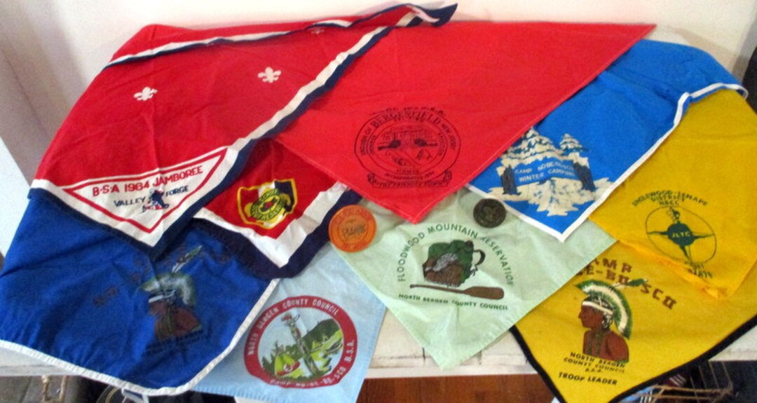 Boy Scout Neckerchiefs and Slides Vintage Lot of 8 1964 Jamboree Valley ...