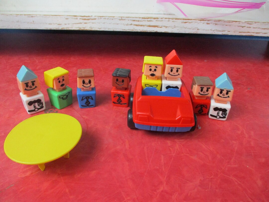 Vintage 1970's 1980's Playskool Little Block Heads People Figures 8 ...