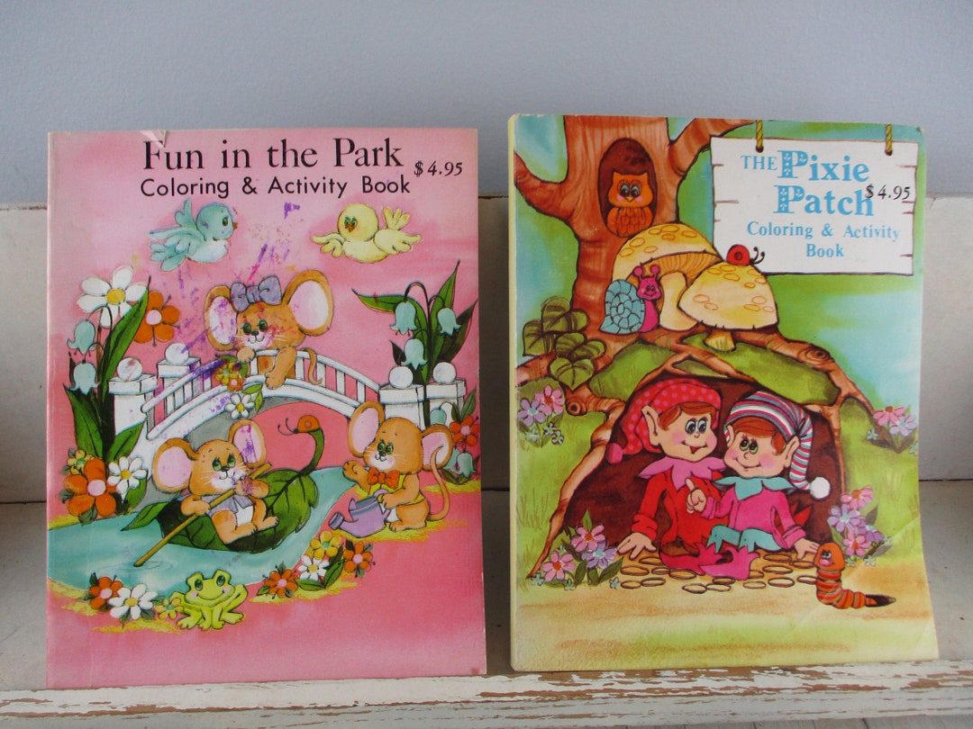 Lot of 2 Vintage Children's Coloring Books Landoll 1986 Unused the ...