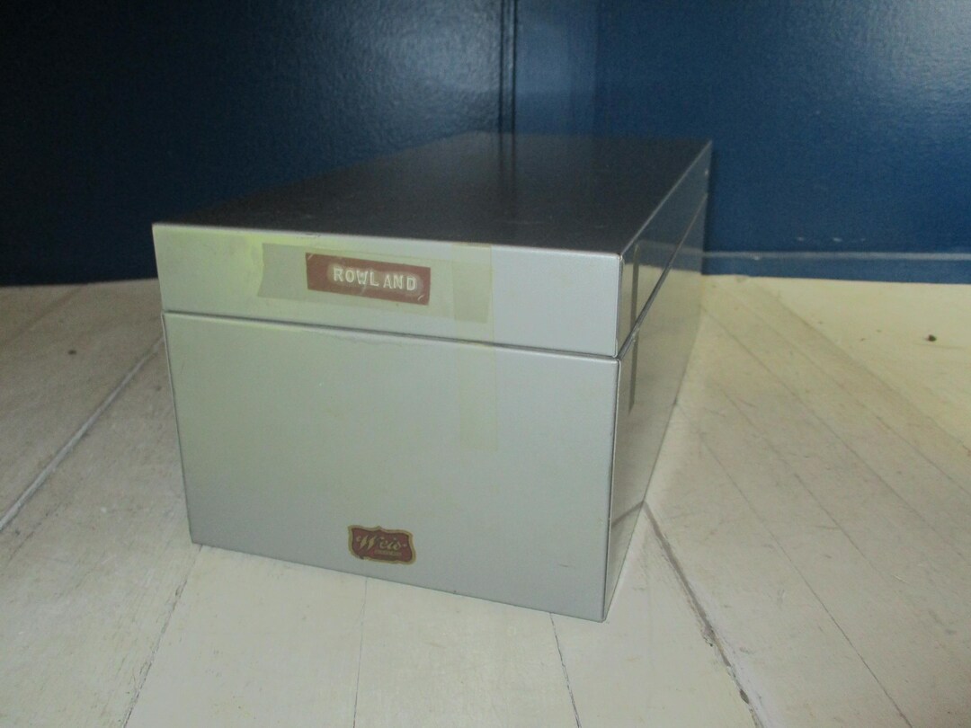 Vintage Industrial Gray Metal Card File Box Heavy Duty Madmen Style and ...