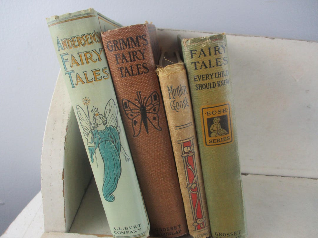 Lot of 4 Antique Fairy Tale Books Grimm's, Mother Goose, Andersen's and ...