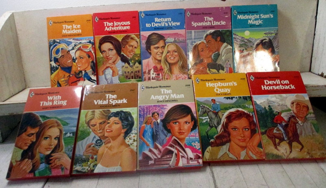 Vintage 1980's Lots of 10 Colorful HARLEQUIN ROMANCE Books Buy 1 Lot or ...