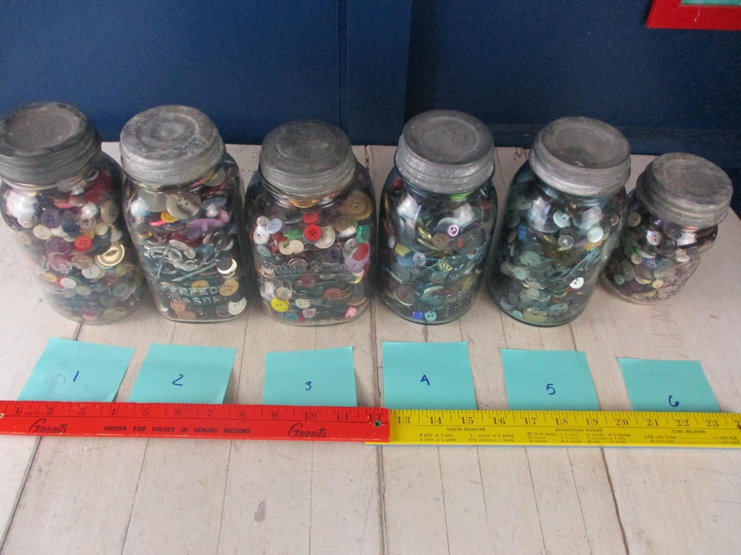 BUTTONS Vintage Ball/ Mason/ Atlas Jar of Buttons With Zinc Lid Larger ...