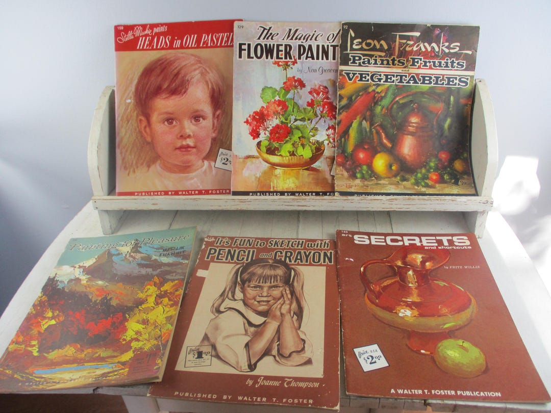 Walter Foster Art Books Vintage Lot of 6 Sketch With Pencil and Crayon ...