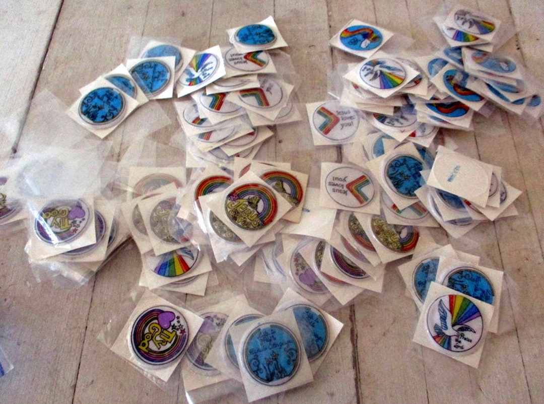 Vintage NOS Puffy Round Stickers Lot of 6 Different Jesus Saves, Try ...