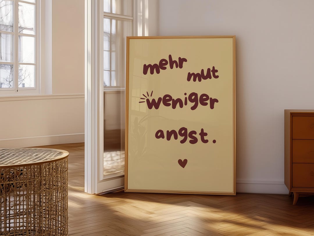 More Courage Less Fear Poster – German | Motivational Poster ...