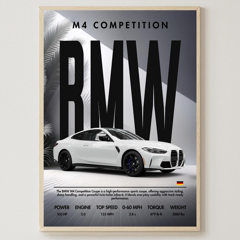 BMW M4 Competition Art Print | Sports Car Poster (digital Download) - Etsy