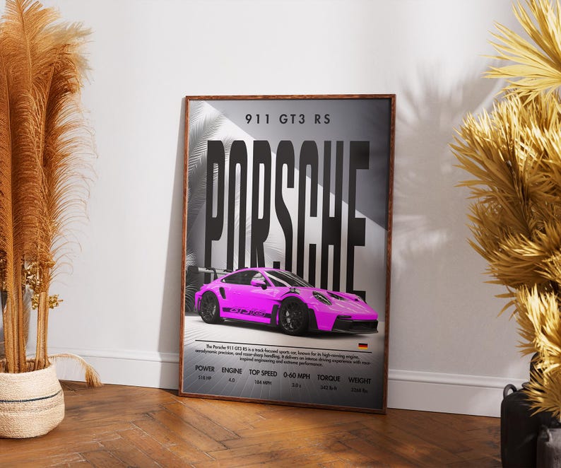 Porsche 911 GT3 RS | Art Print | Digital Download | Home Decor | Car ...