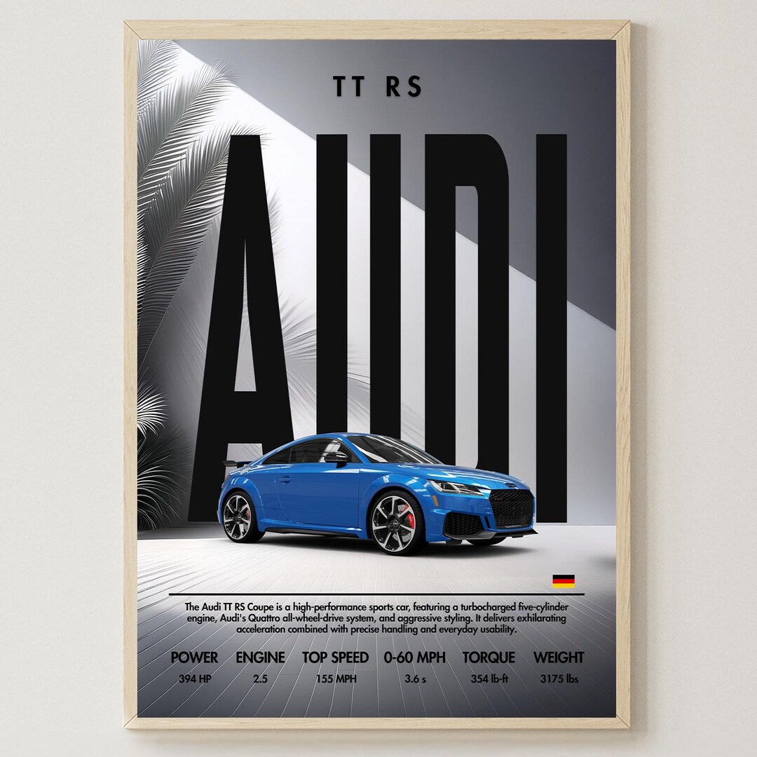 Audi TT RS | Car Poster | Digital Download | Home Decor | Art Print ...