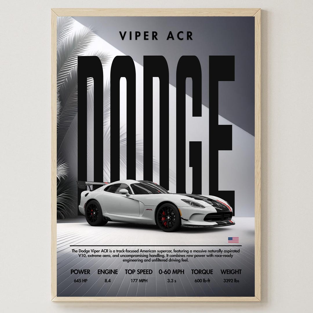 Dodge Viper ACR | Car Poster | Wall Decor | Digital Download | Home ...