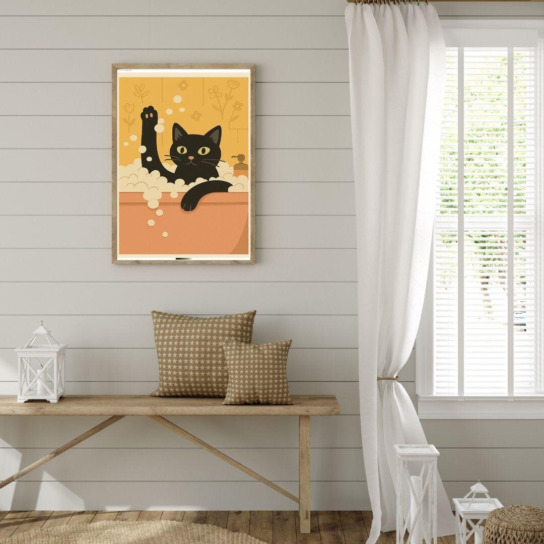 Black Cat Showring Wall Art Printable | Elegant Cat Show Poster ...