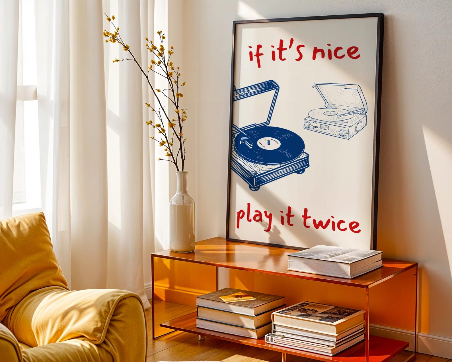 Vinyl Record Poster, If It's Nice, Play It Twice Wall Art Print, Retro ...
