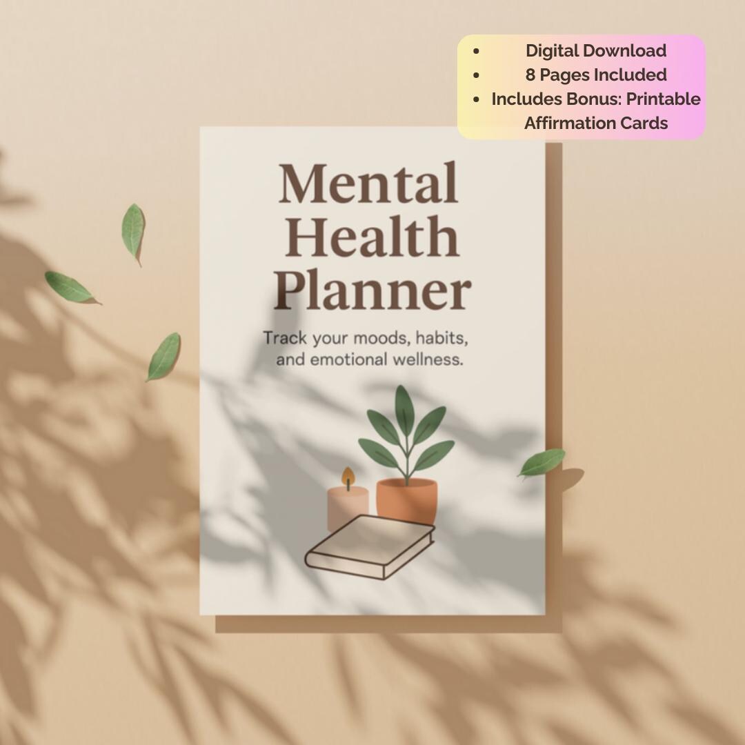 Mental Health Planner Printable PDF – Daily Check-in, Mood Tracker ...