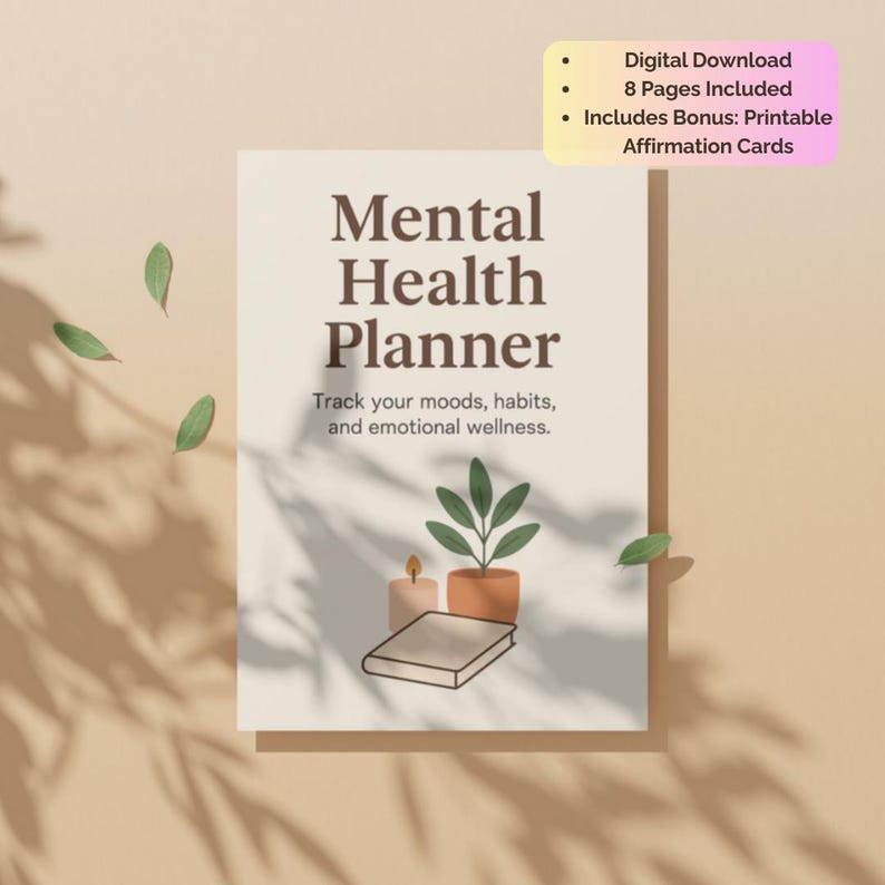 Mental Health Planner Printable PDF – Daily Check-in, Mood Tracker ...