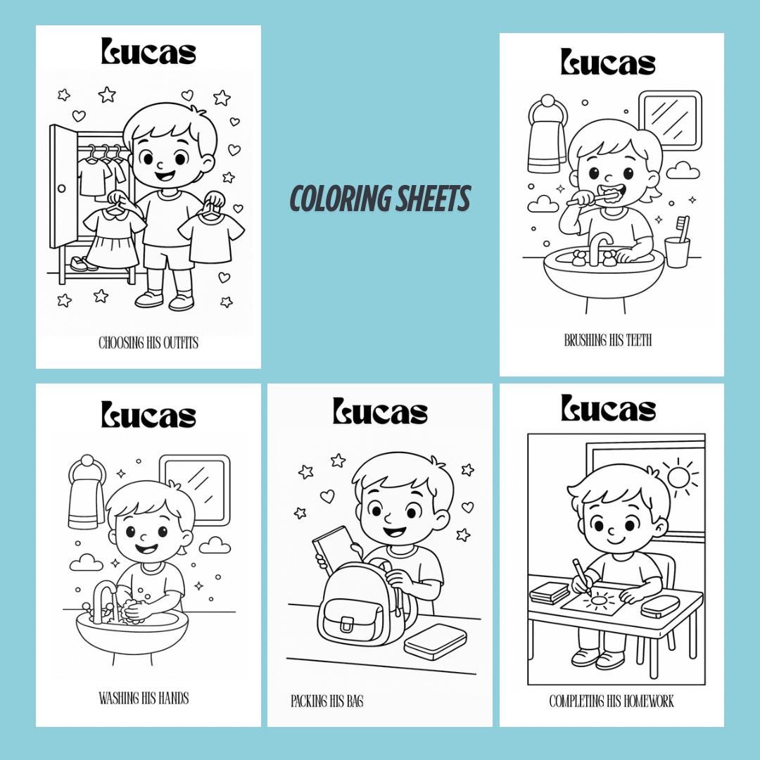 CUSTOMİZABLE COLORİNG PAGES for Kids | Daily Routines Themed ...