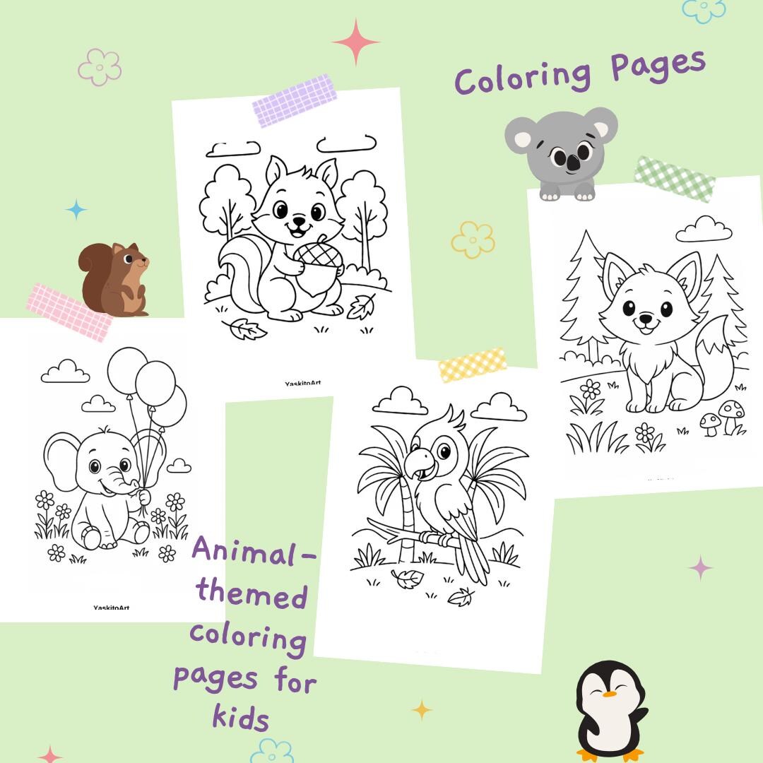 Animal Themed Coloring Pages for Kids | 20 Easy to Color Coloring Pages ...