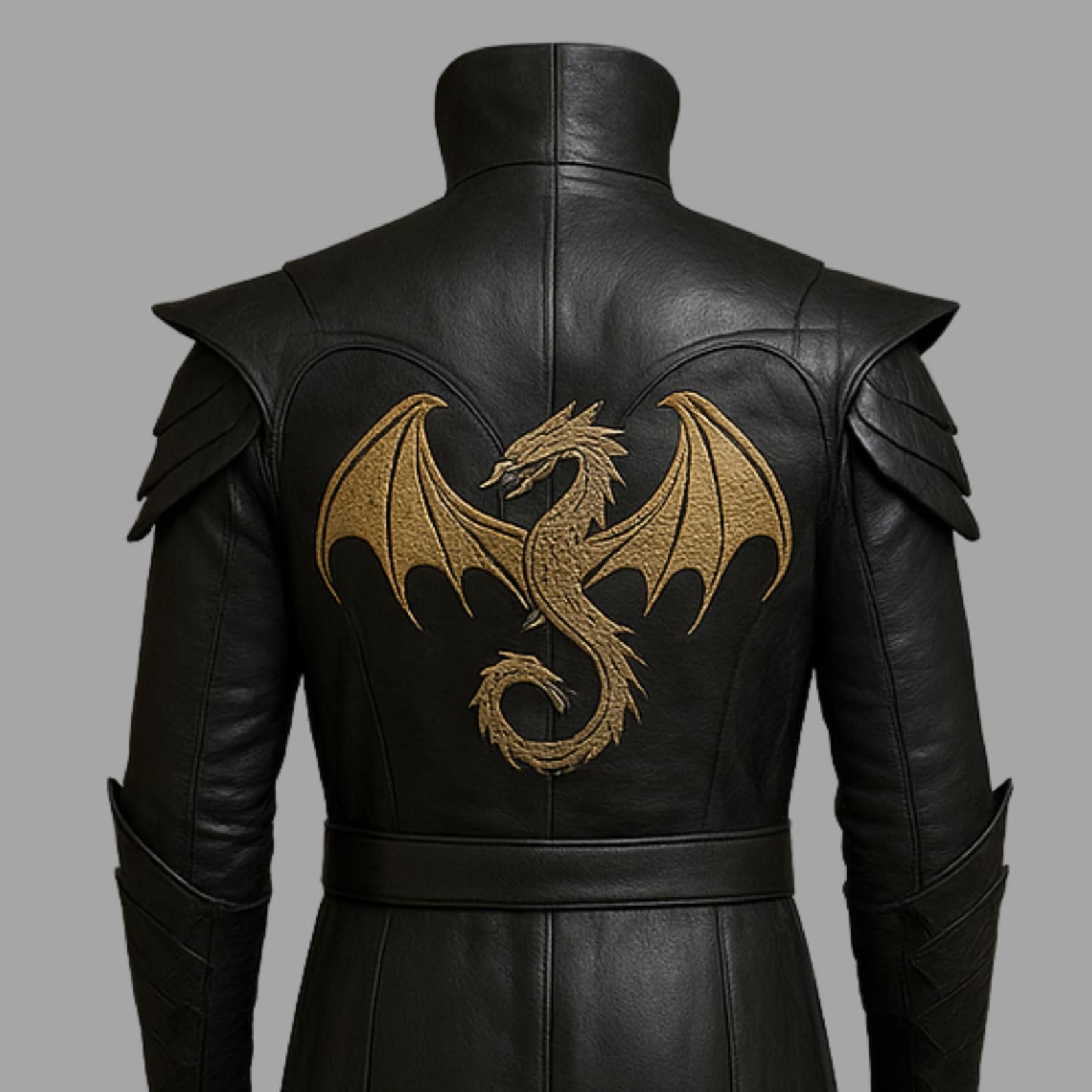 Dragon Warrior Leather Cloak, Quilted Medieval Costume With Golden ...